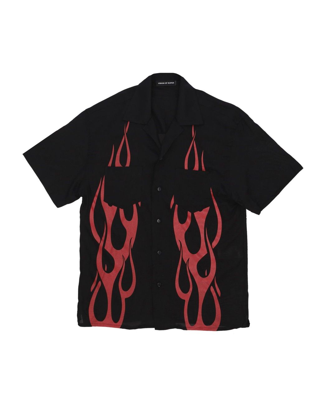 Vision Of Super Short Sleeve Shirt Flames Shirt in Black for Men | Lyst