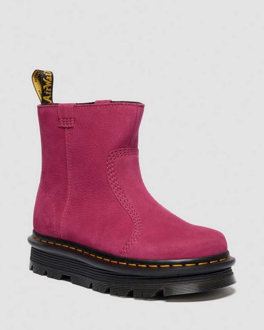 Dr. Martens Zebzag Rigger Slip On Nubuck Boots in Pink | Lyst UK
