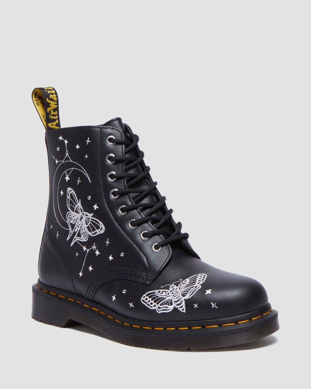 Dr. Martens 1460 Celestial Moth Embroidered Lace Up Boots in Black | Lyst