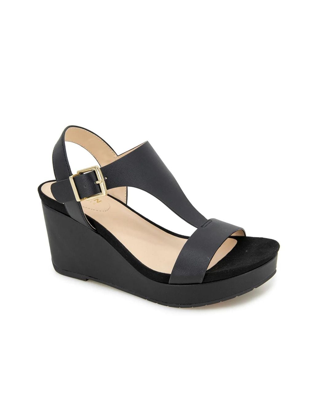 Kenneth Cole Card Wedge Sandal in Black | Lyst