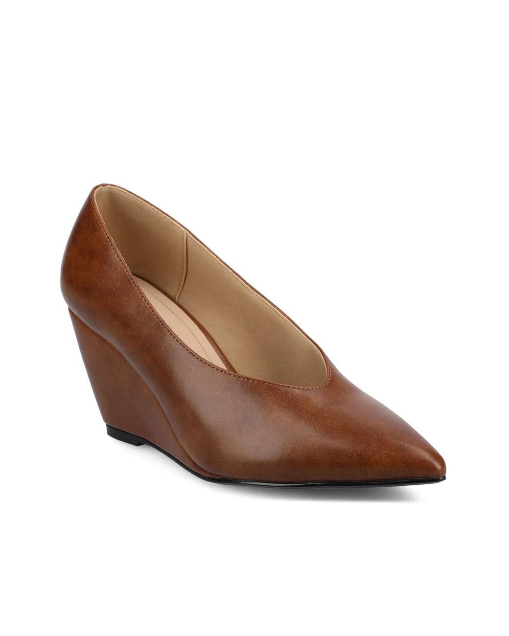 Journee Collection Danika Wedge Pump in Brown | Lyst