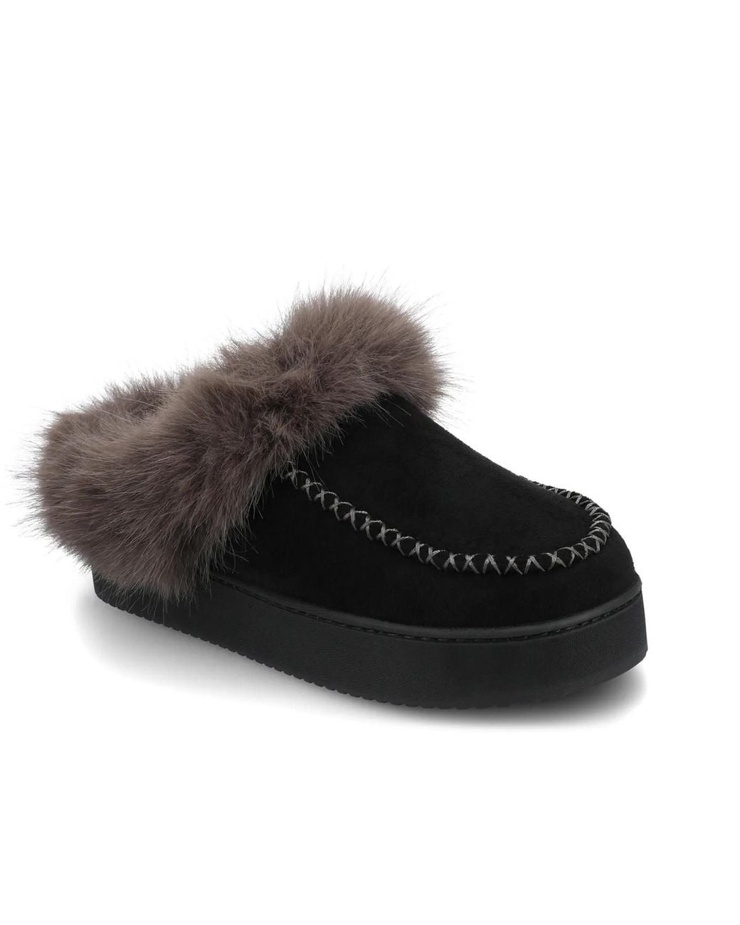 Journee Collection Taran Platform Slipper in Black | Lyst