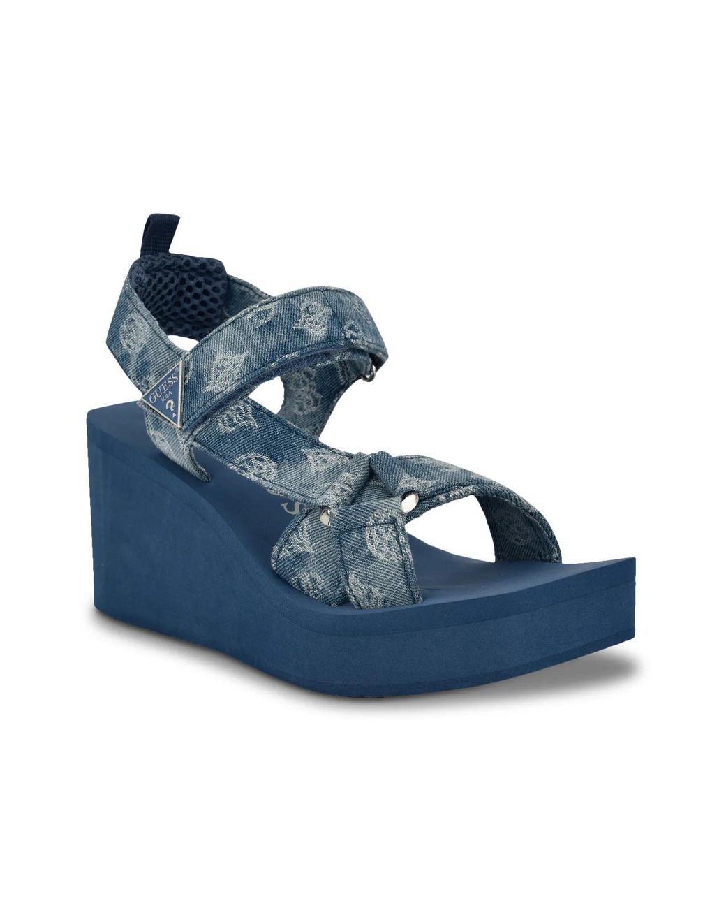 Guess Daysa Wedge Sandal in Blue | Lyst