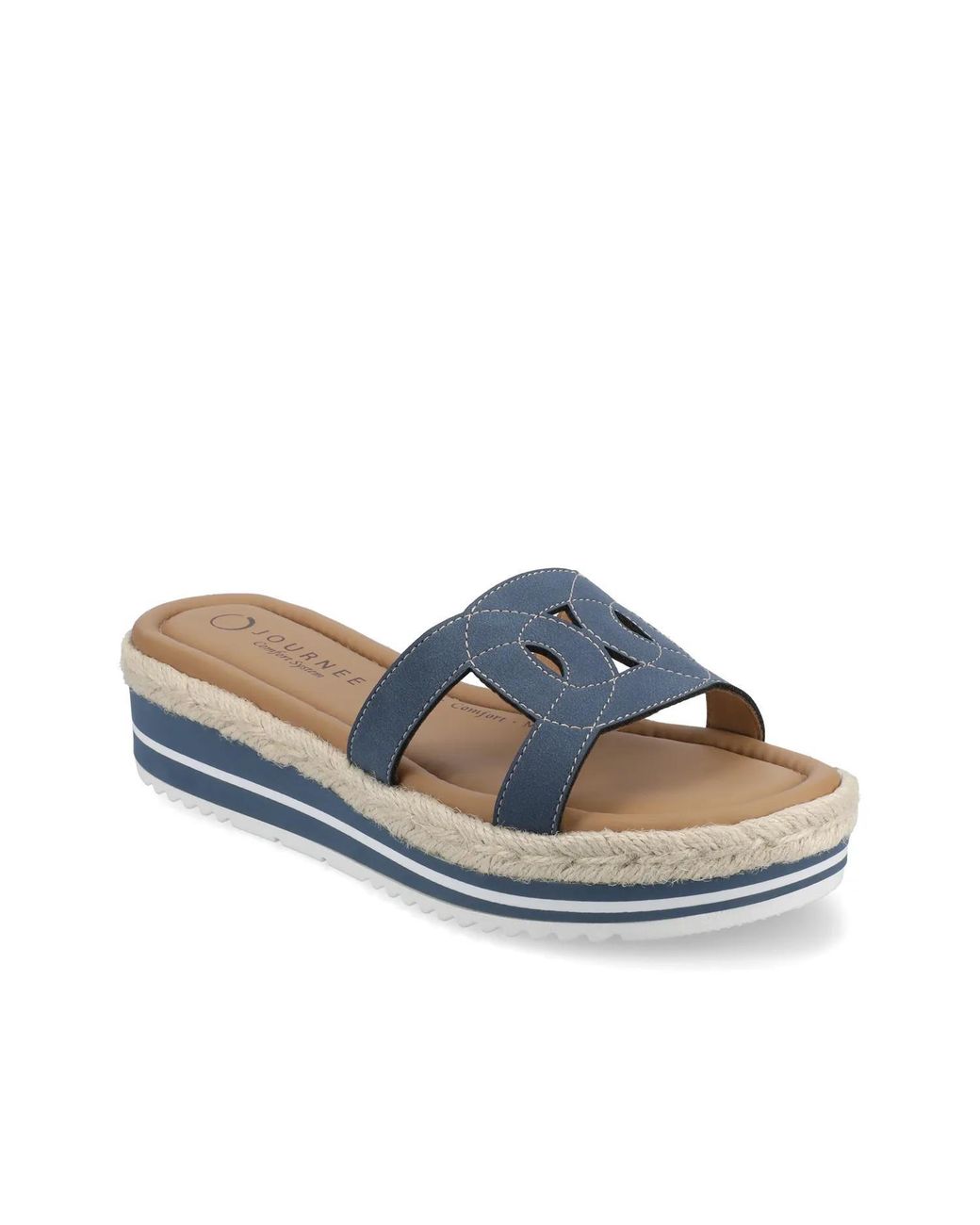 Journee Collection Rosalinda Wedge Sandal in Blue | Lyst