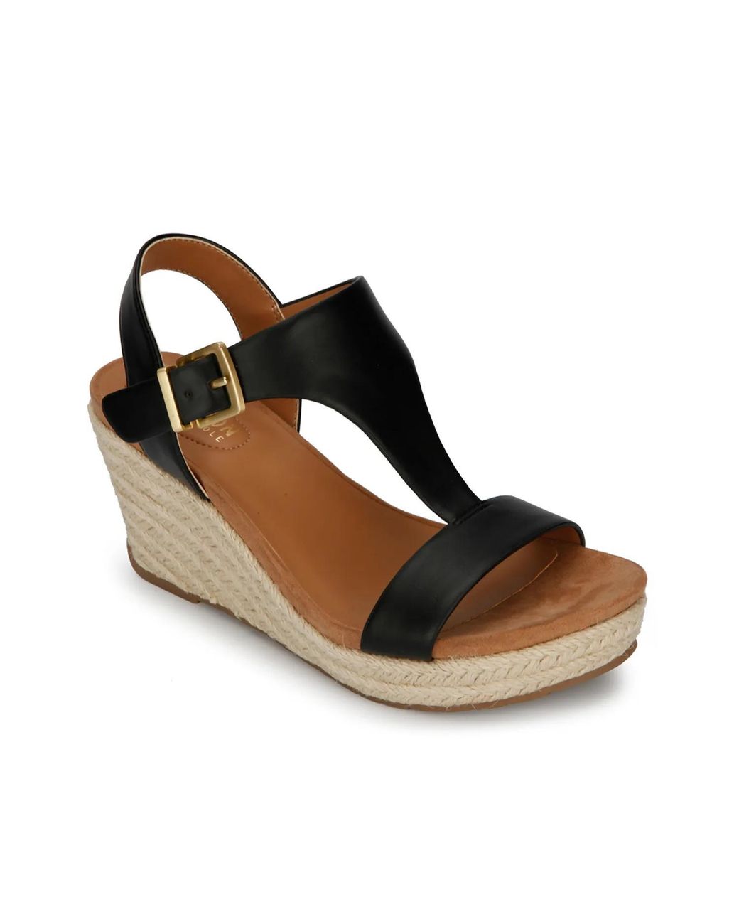 Kenneth Cole Card Wedge Sandal in Black | Lyst