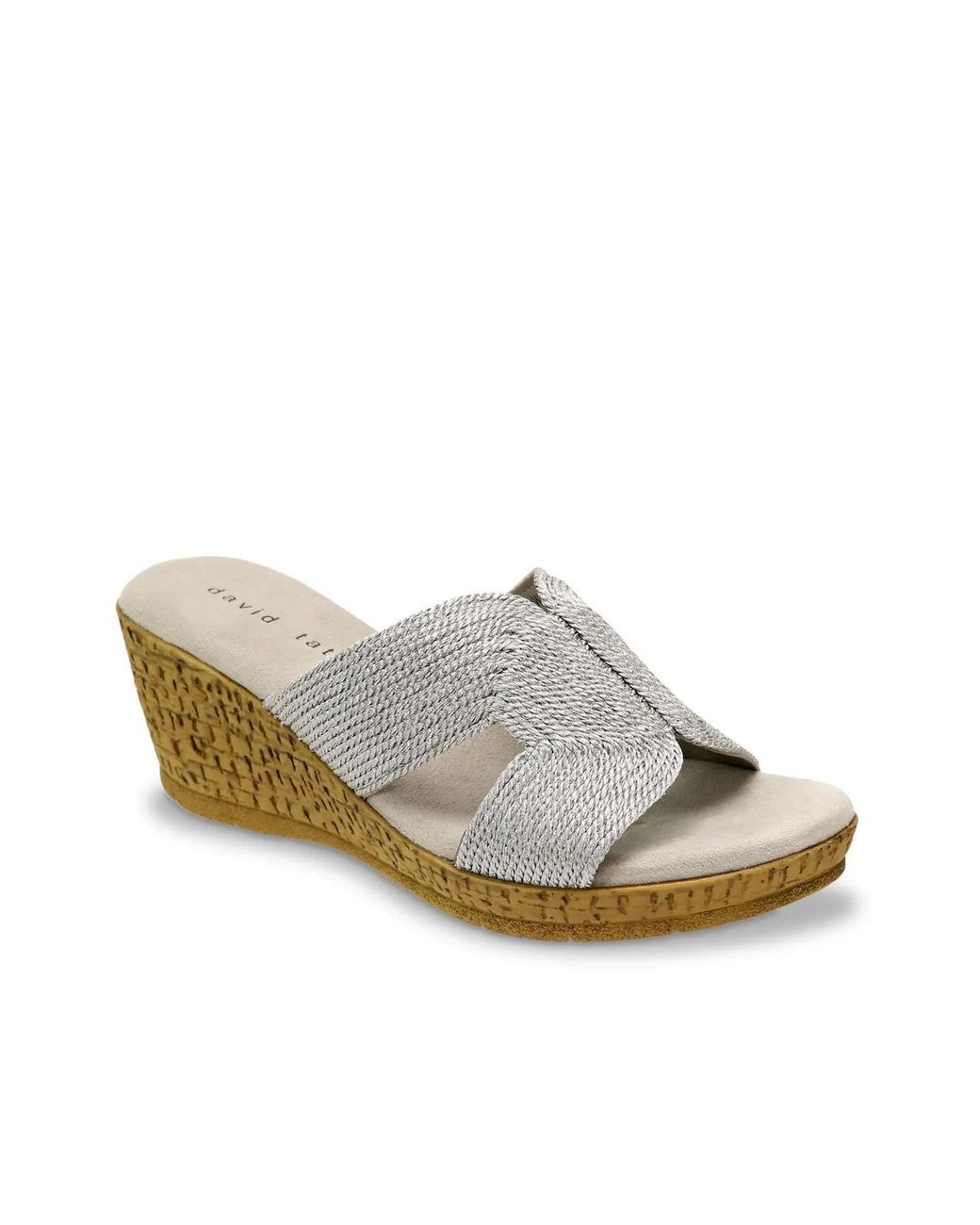 David Tate Vikki Wedge Sandal in White | Lyst