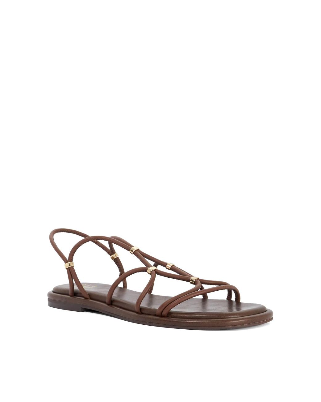 Dune Leola Flat Leather Strappy Sandals in Brown | Lyst UK
