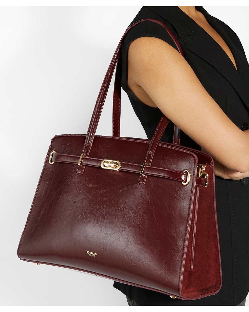 Dune Define Long Handle Leather Shoulder Bag in Purple | Lyst UK