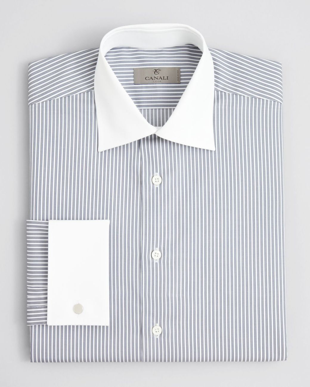 Canali Outline Stripe White Collar Dress Shirt Regular Fit in Gray for ...