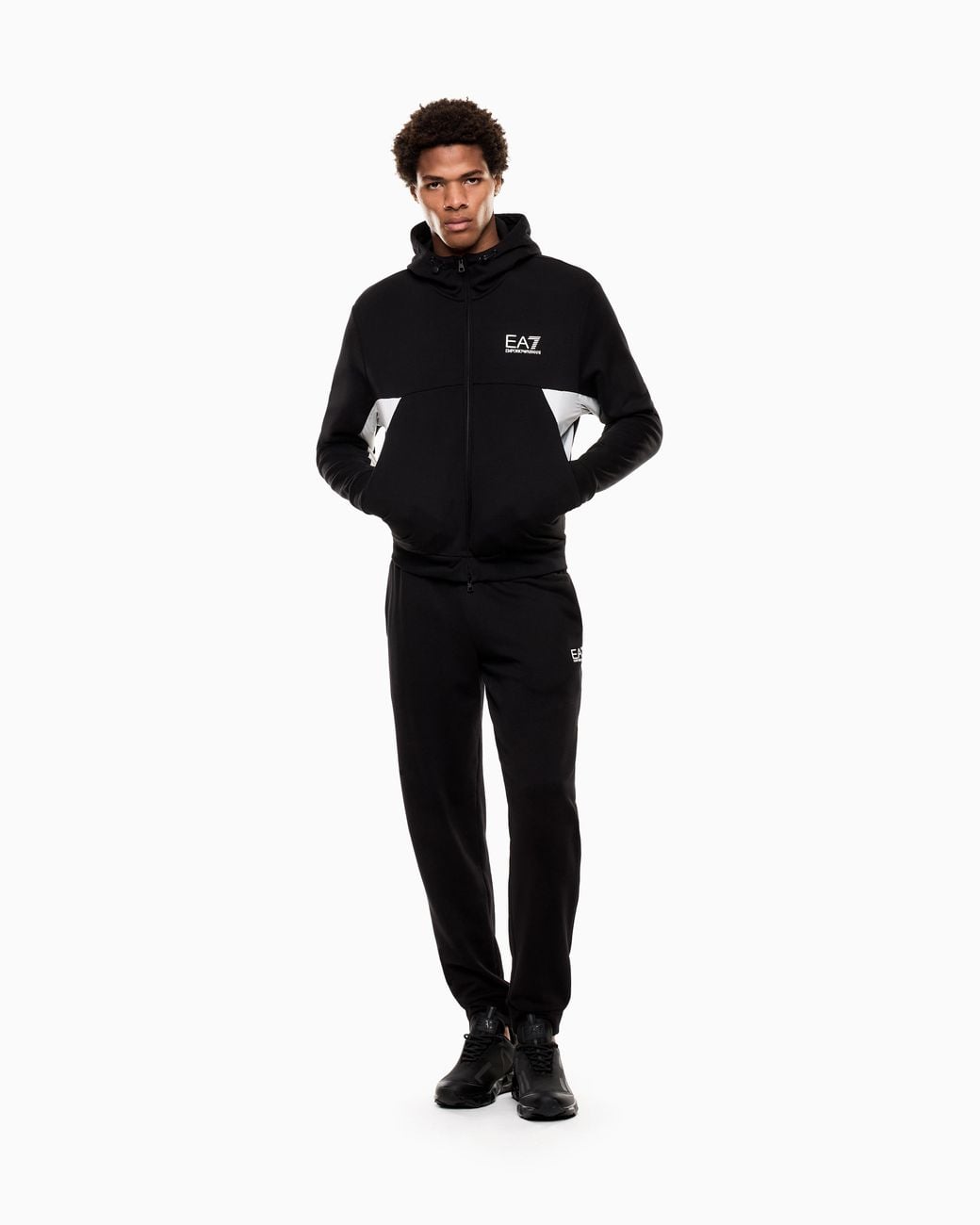 EA7 Summer Block Pure Cotton Tracksuit With Hood in Blue for Men | Lyst