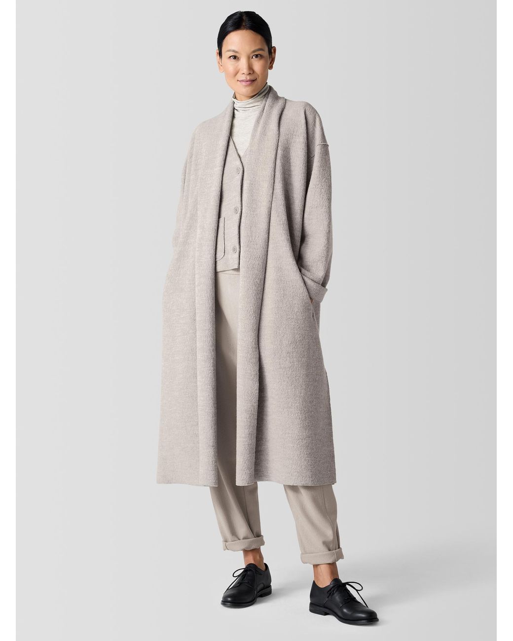 Eileen Fisher Lightweight Boiled Wool Icon Coat In Regenerative Wool in ...