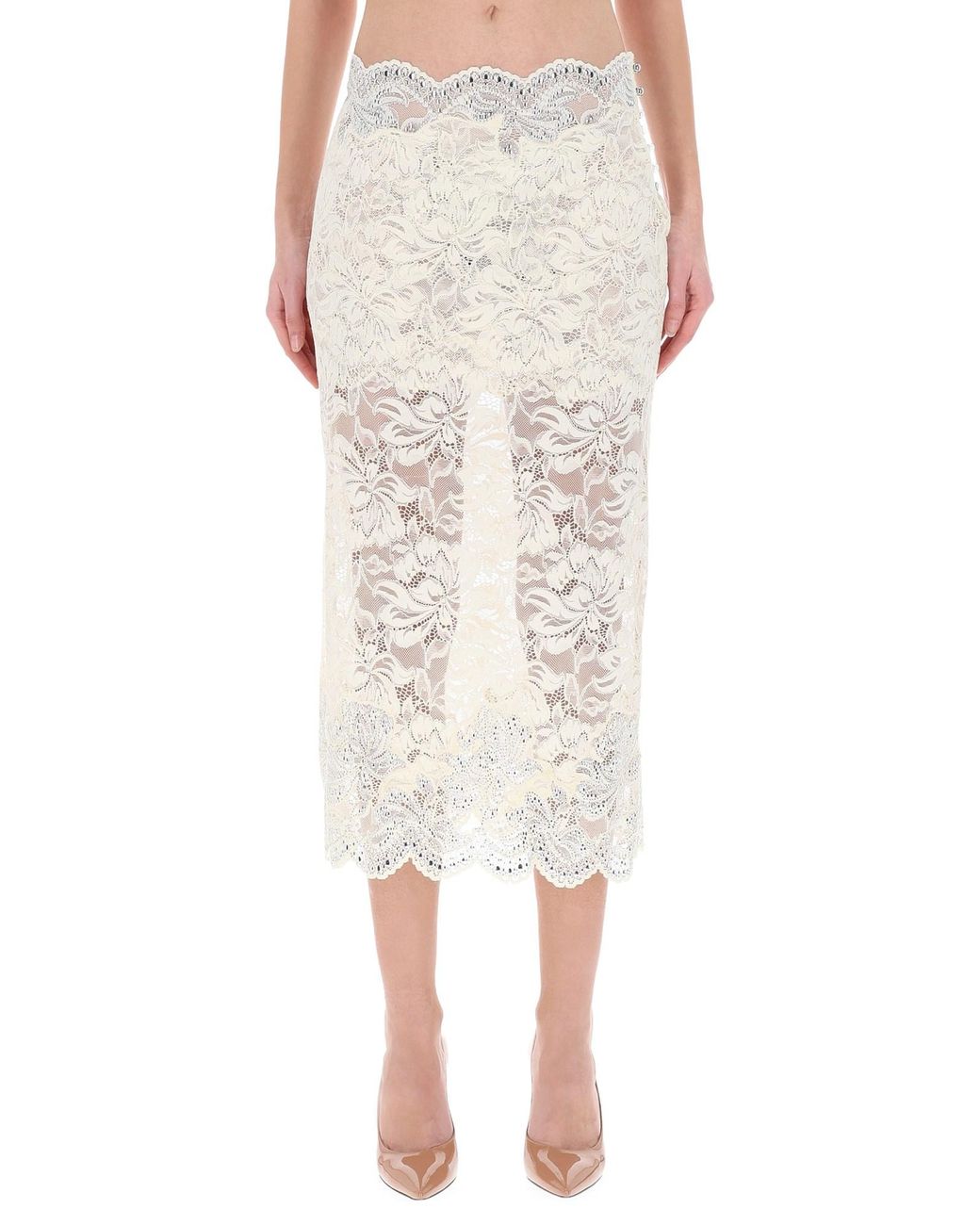 Rabanne Midi Skirt "Jupe" in Natural | Lyst UK
