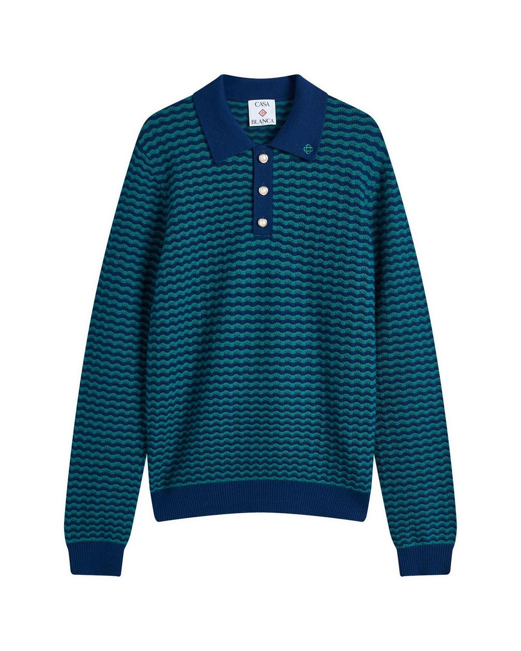 CASABLANCA Mini Wave Polo Shirt in Blue for Men | Lyst
