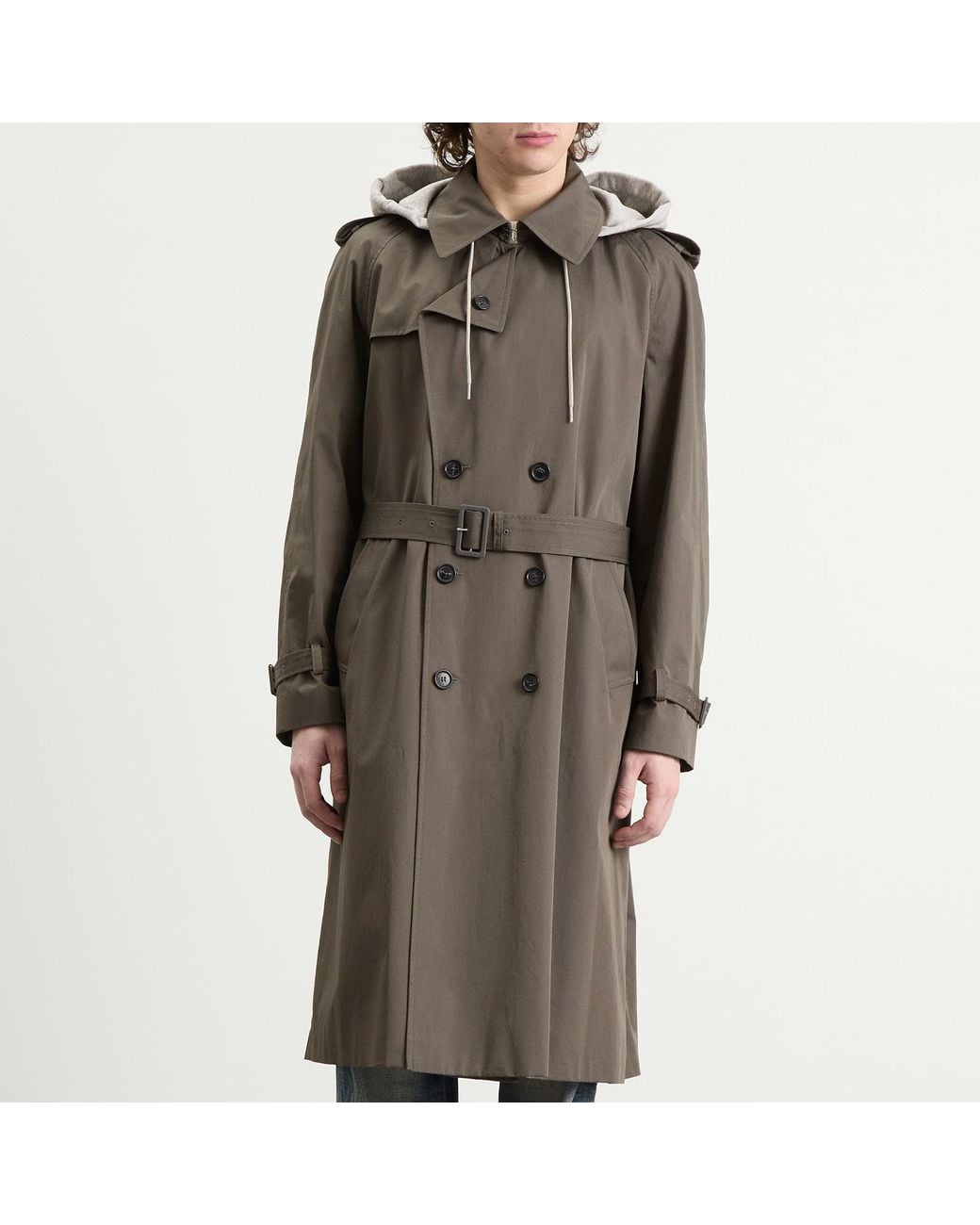 MM6 by Maison Margiela Trench Coat With Detachable Hood in Gray for Men ...