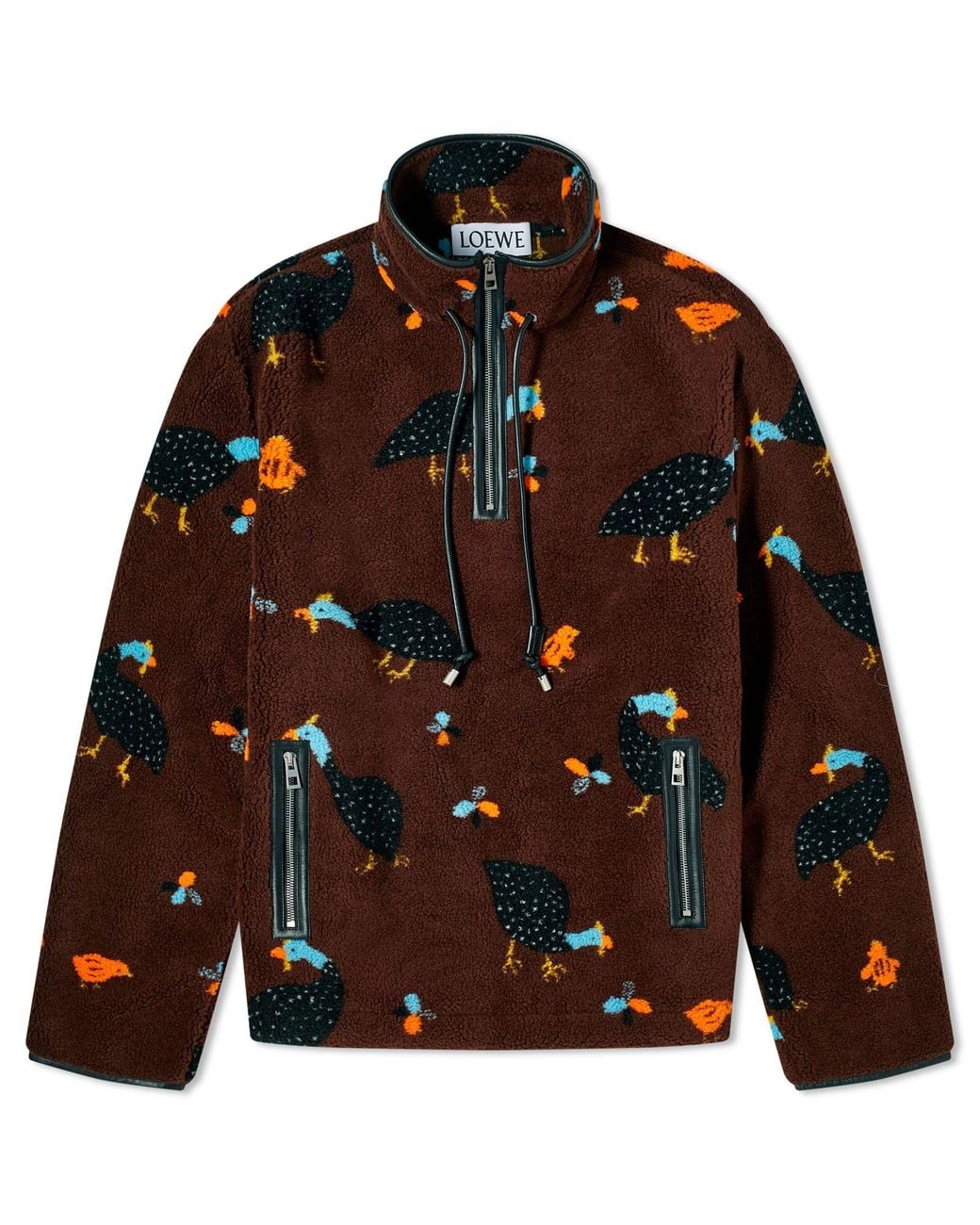 Loewe Bird Print Fleece Anorak in Brown for Men | Lyst