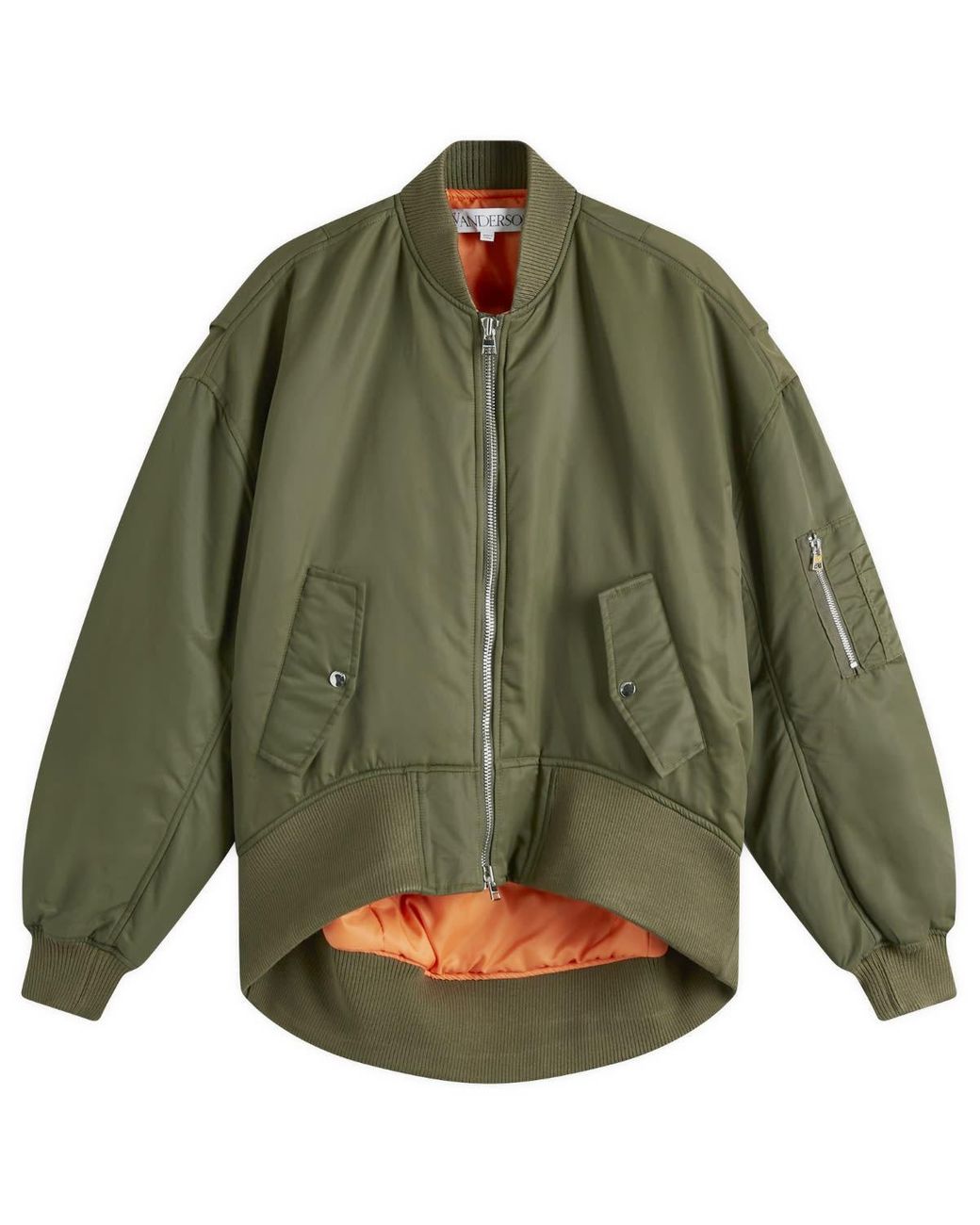JW Anderson Oversized Curved Hem Bomber Jacket in Green for Men | Lyst
