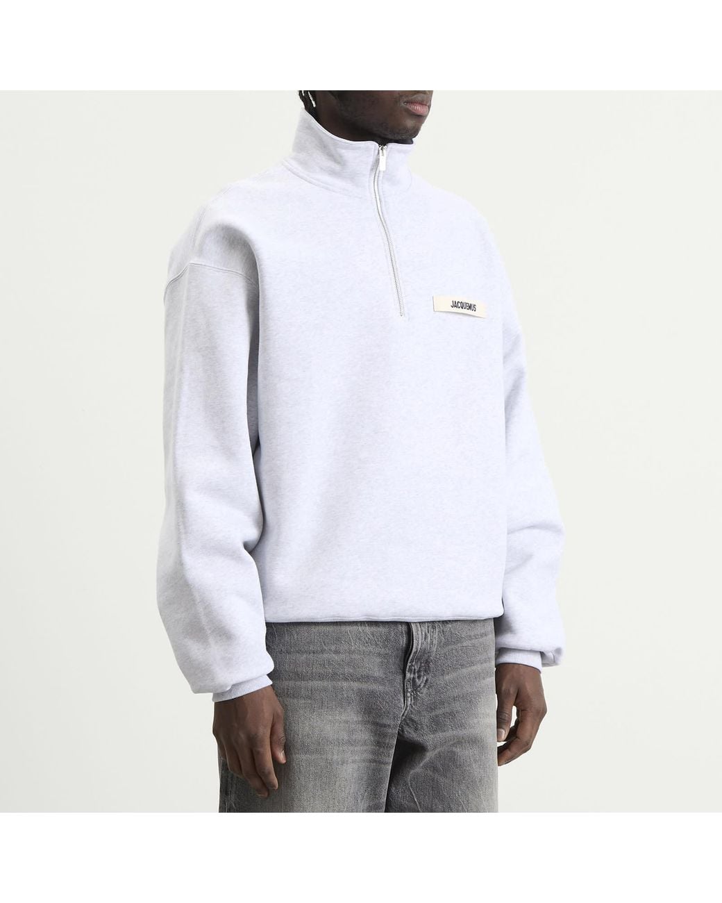 Jacquemus Grosgrain Zip Sweatshirt in White for Men | Lyst Australia