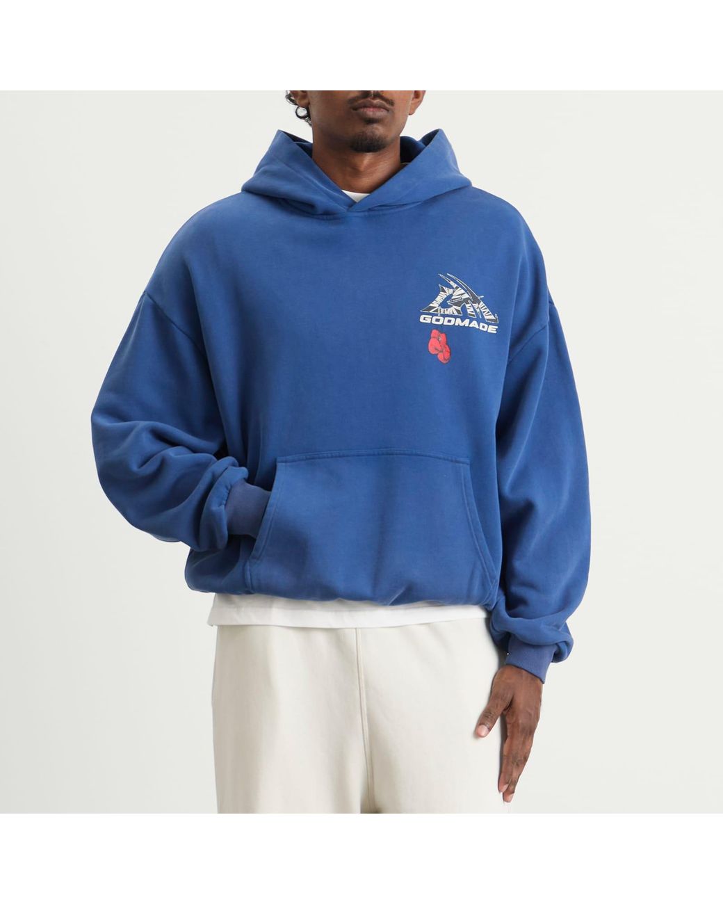 God Made Gm Logo Wrapped Hoodie in Blue for Men | Lyst UK