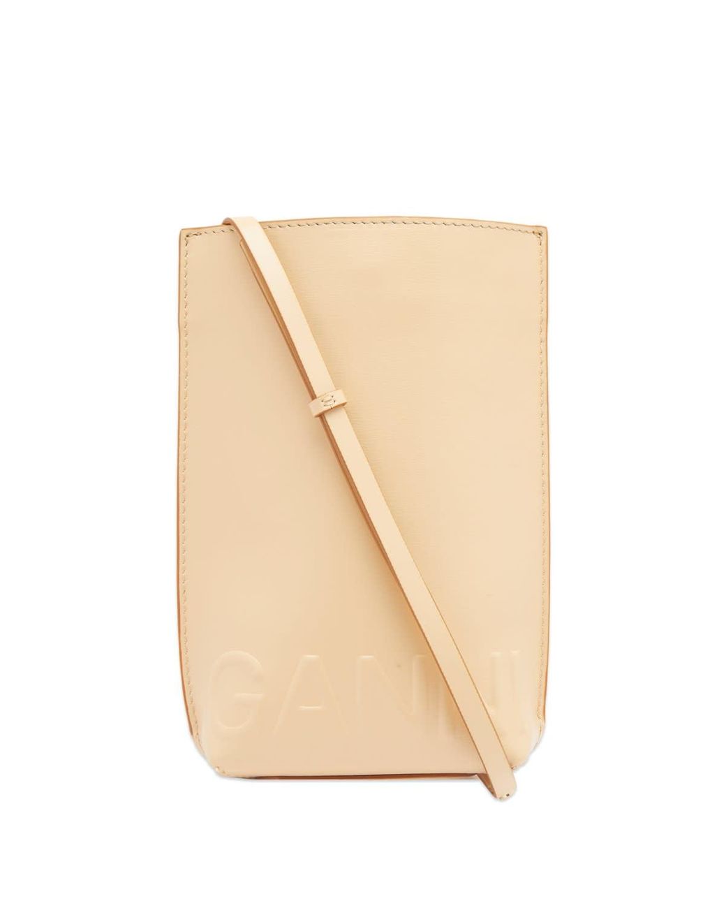 Ganni Banner Small Cross Body Bag in Natural | Lyst