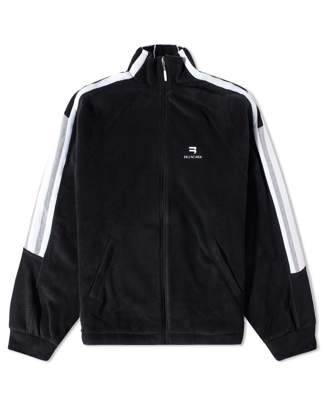 Balenciaga Sporty Fleece Oversized Track Jacket in Black for Men | Lyst