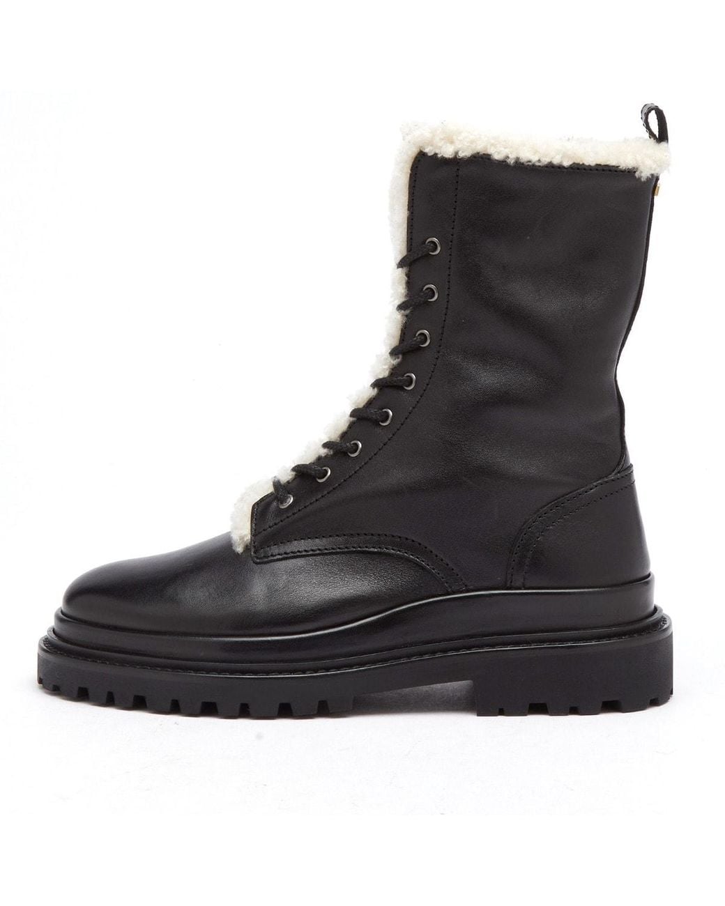 Isabel Marant Leather And Shearling Ranger Boot in Black | Lyst UK