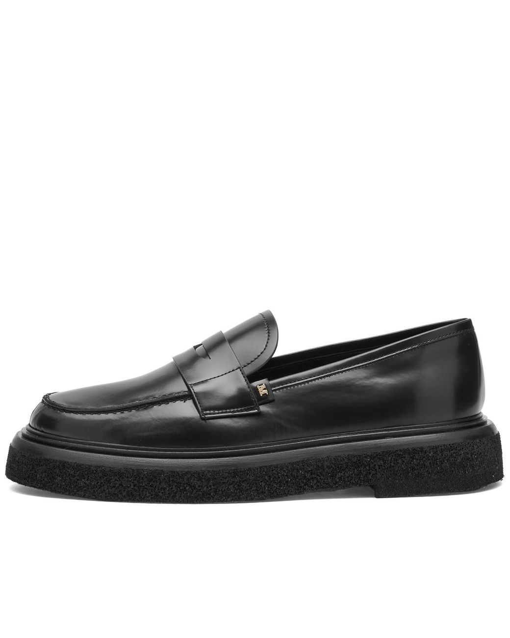 Max Mara Crepe Loafer Shoes in Black | Lyst