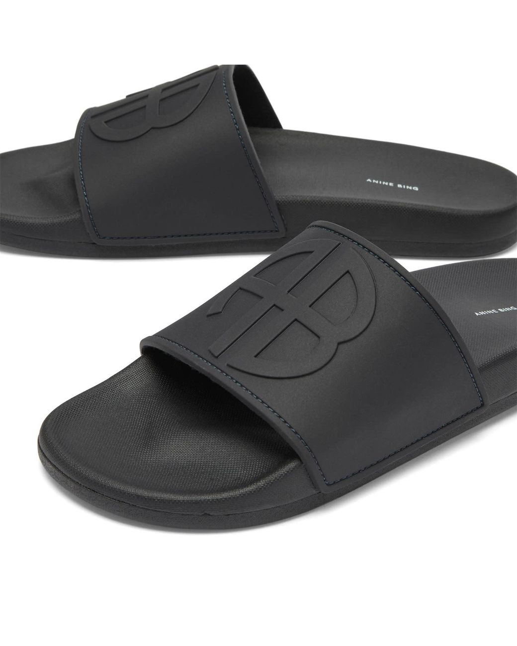 Anine Bing Isla Slides in Black | Lyst UK