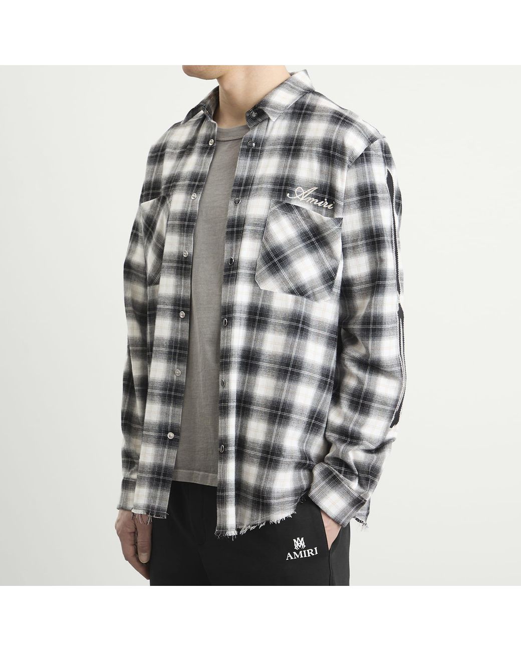 Amiri Bones Flannel Overshirt in Grey for Men | Lyst UK