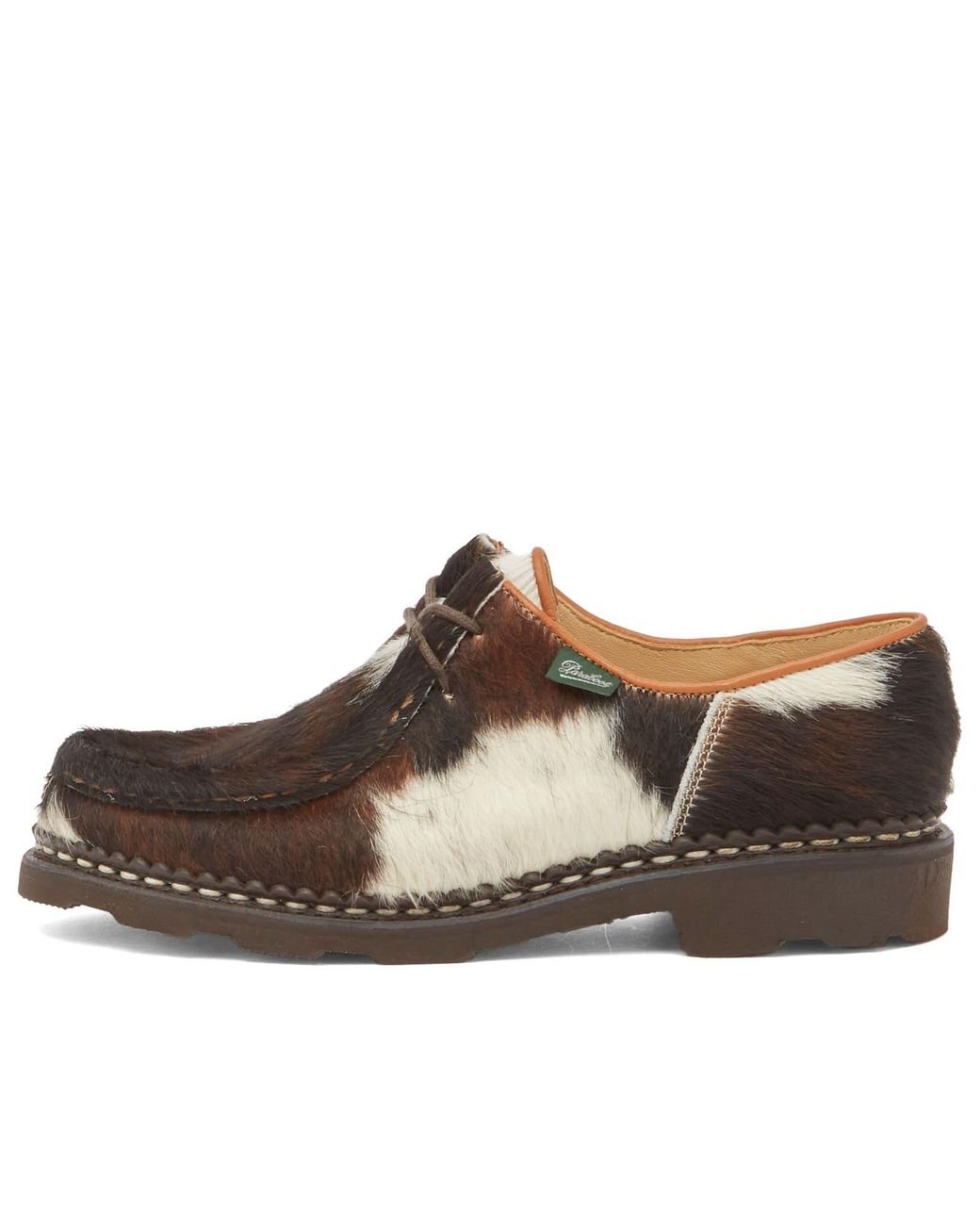 Paraboot Michael Cow Hair Leather Lace Up Derby Shoe in Brown | Lyst