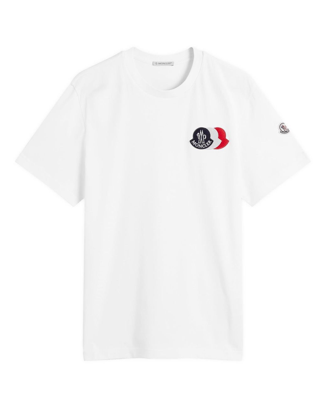 Moncler Triple Logo Heavy Cotton T-Shirt in White for Men | Lyst