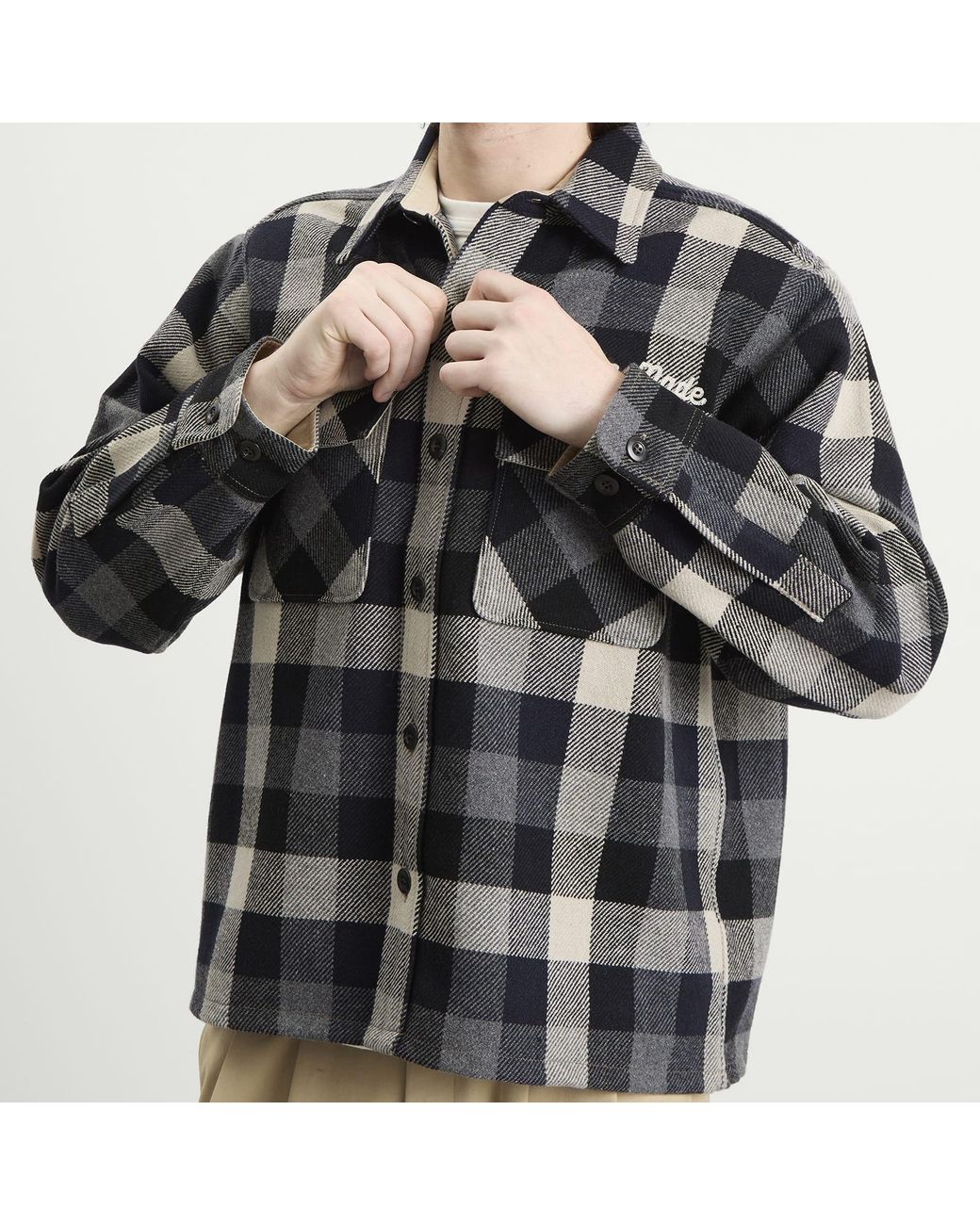 Human Made Wool Check Shirt Jacket in Black for Men | Lyst