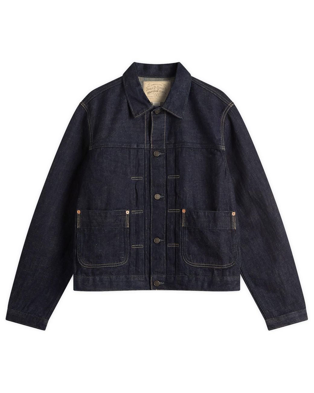 RRL Dockman Chain Stitch Trucker Jacket in Blue for Men | Lyst