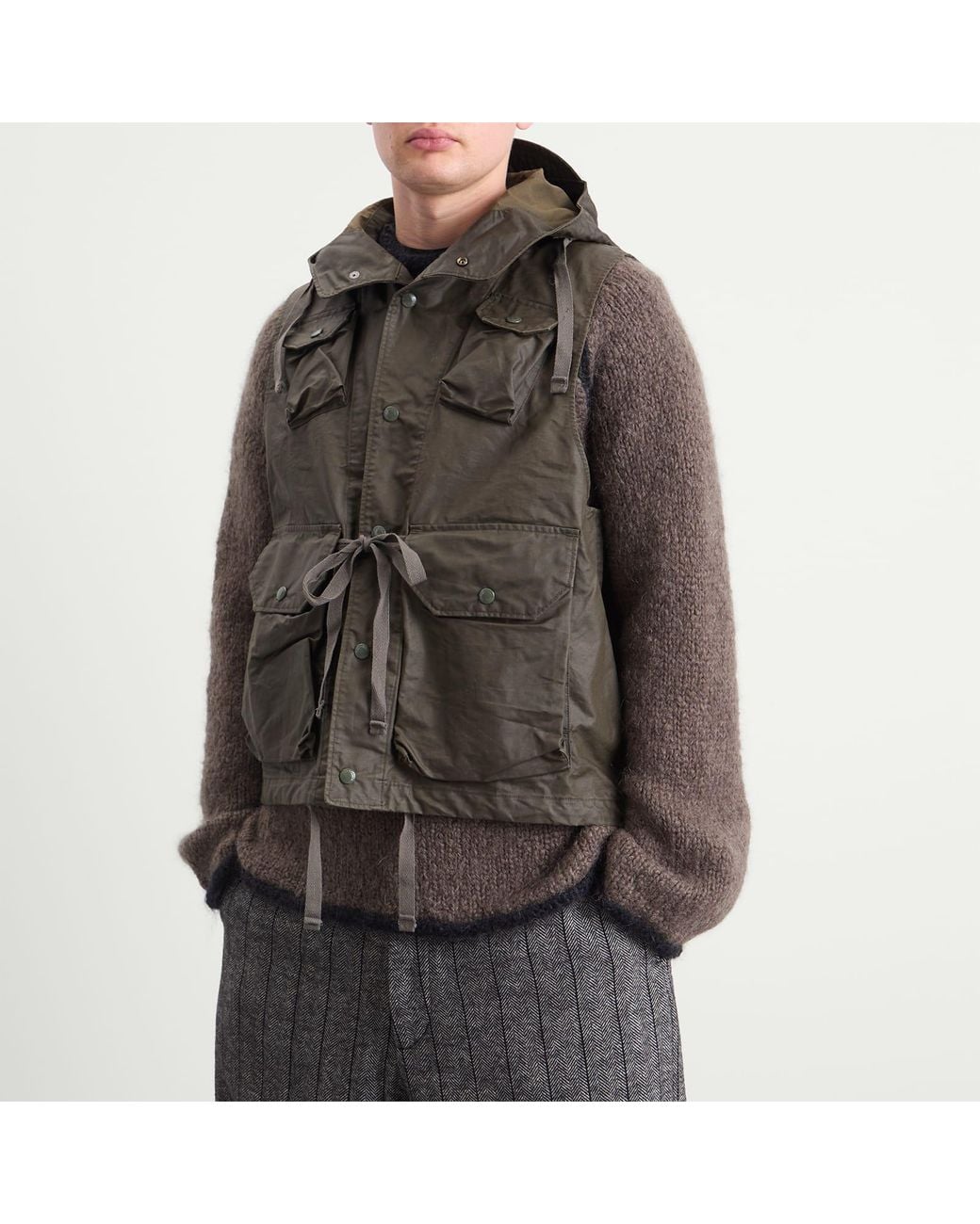 Engineered Garments Waxed Cotton Field Vest in Green for Men | Lyst UK