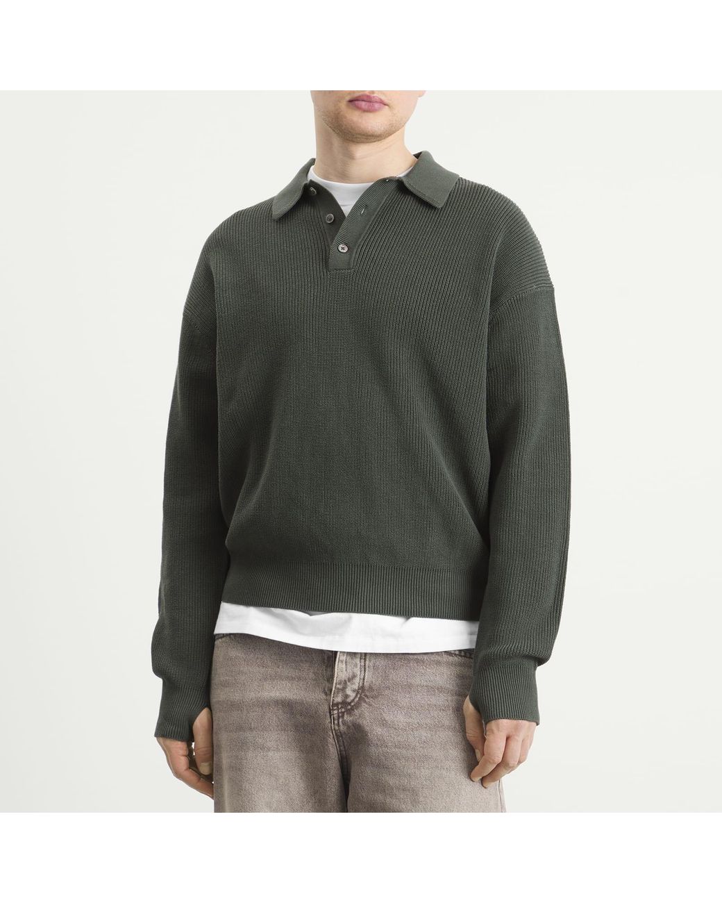 Ronning Long Sleeve Knit Polo in Green for Men | Lyst UK