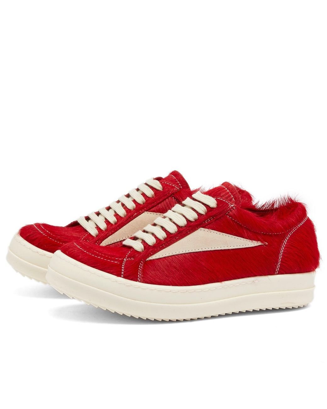 Rick Owens Fur Shoes Sneakers in Red | Lyst