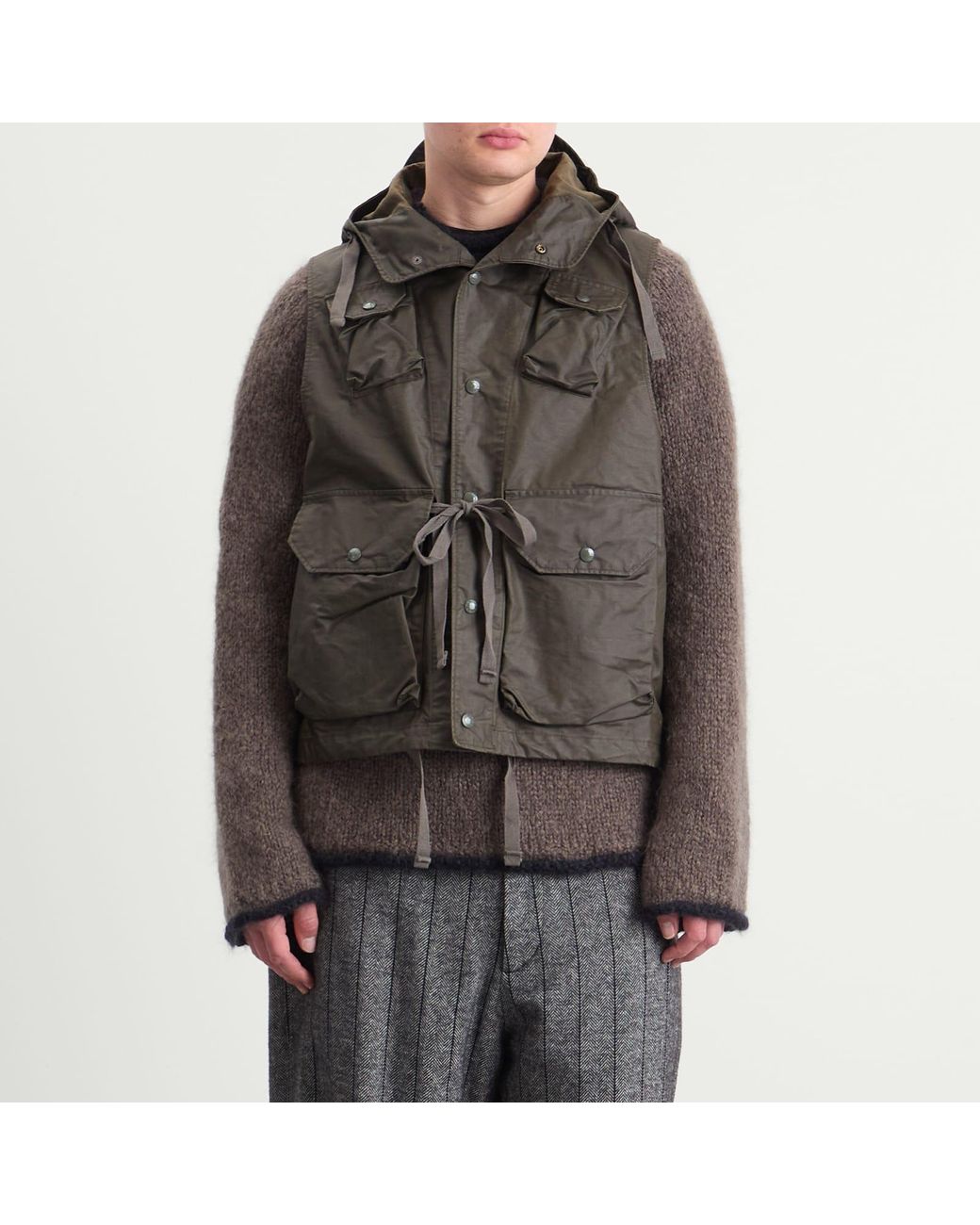 Engineered Garments Waxed Cotton Field Vest in Green for Men | Lyst UK