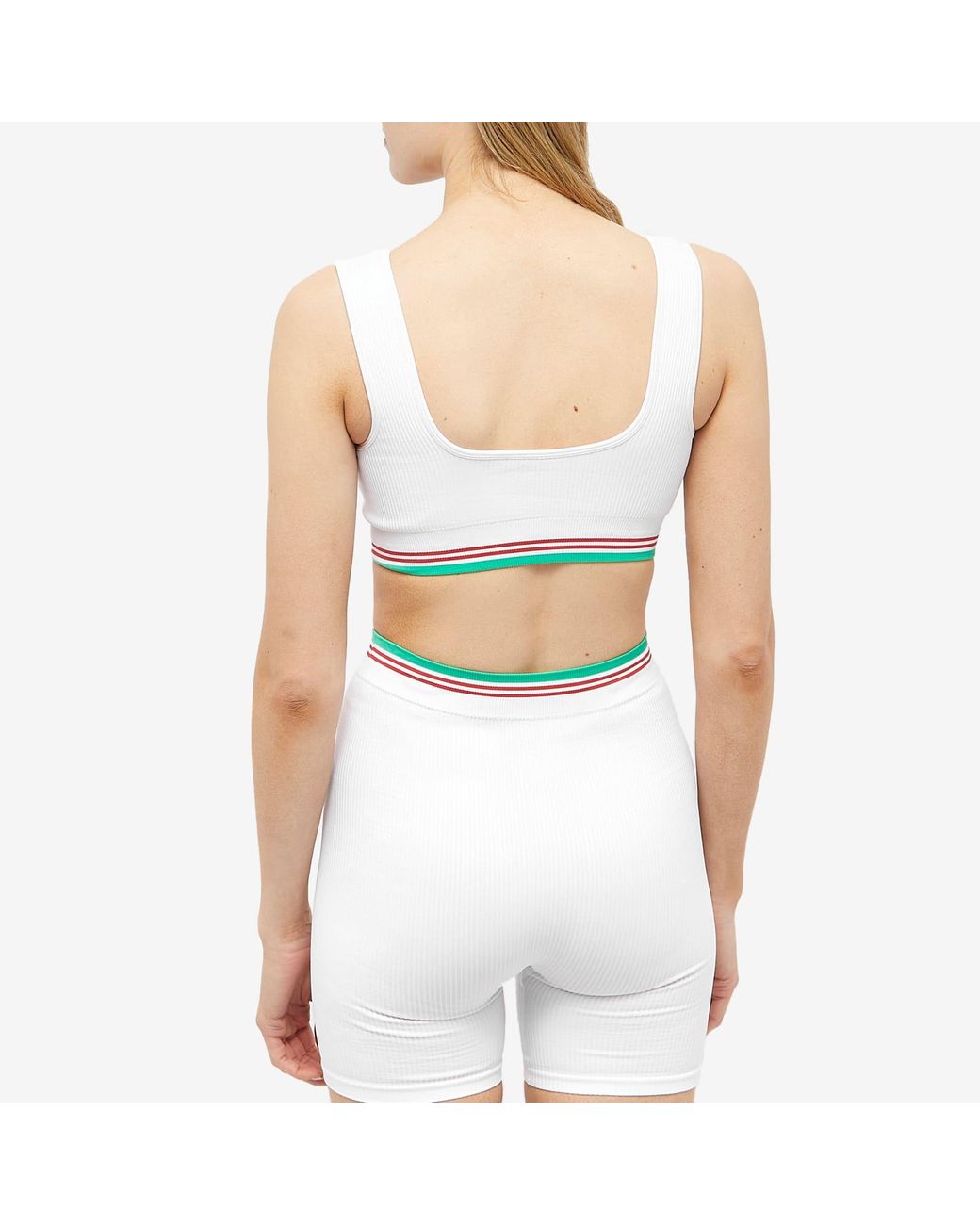 CASABLANCA Seamless Ribbed Crop Top in White | Lyst