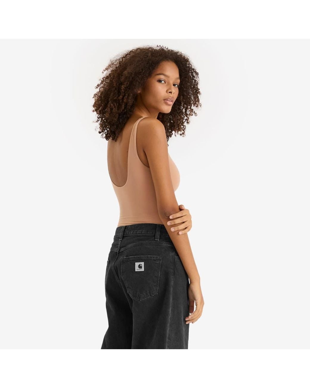 Skims Fits Everybody Square Neck Bodysuit in Brown | Lyst