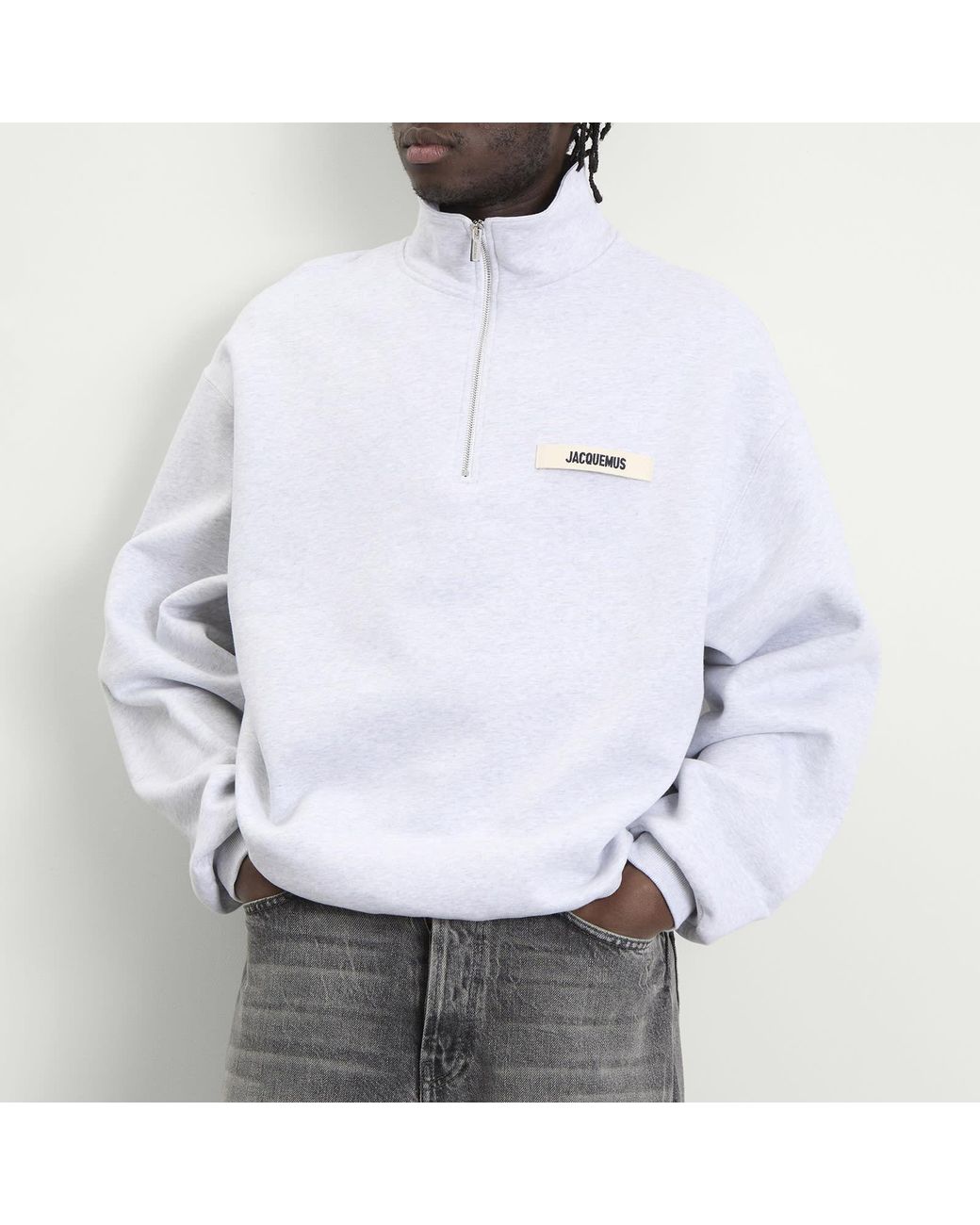 Jacquemus Grosgrain Zip Sweatshirt in White for Men | Lyst Australia