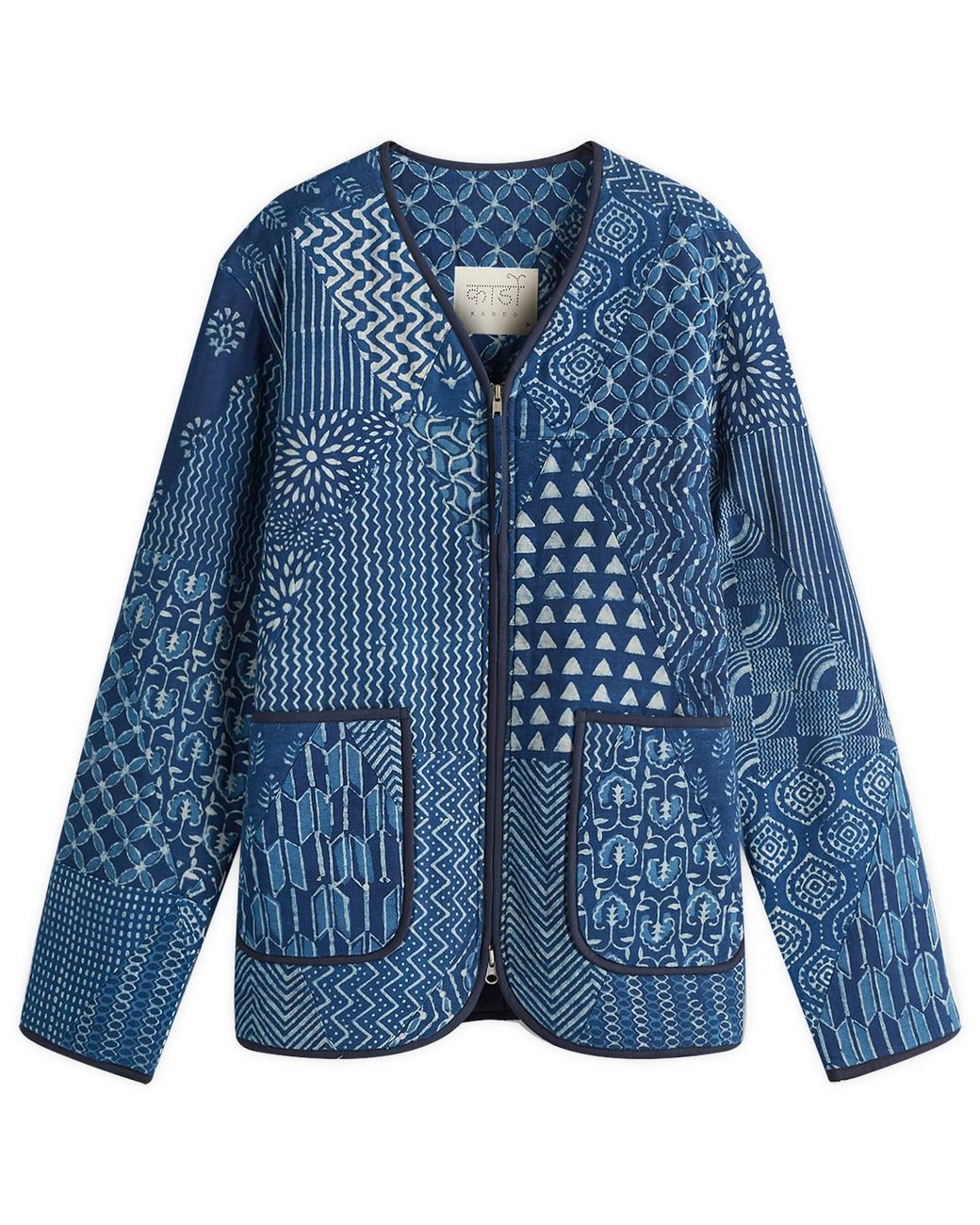 Kardo Hand-printed Cotton Quilted Liner Jacket in Blue for Men | Lyst UK