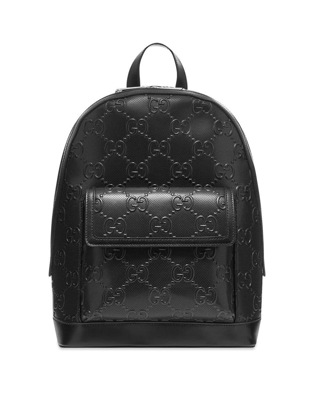 Gucci Leather Embossed Backpack in Black for Men | Lyst
