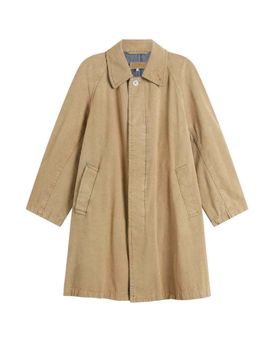 MM6 by Maison Margiela Coated Long Coat in Natural | Lyst