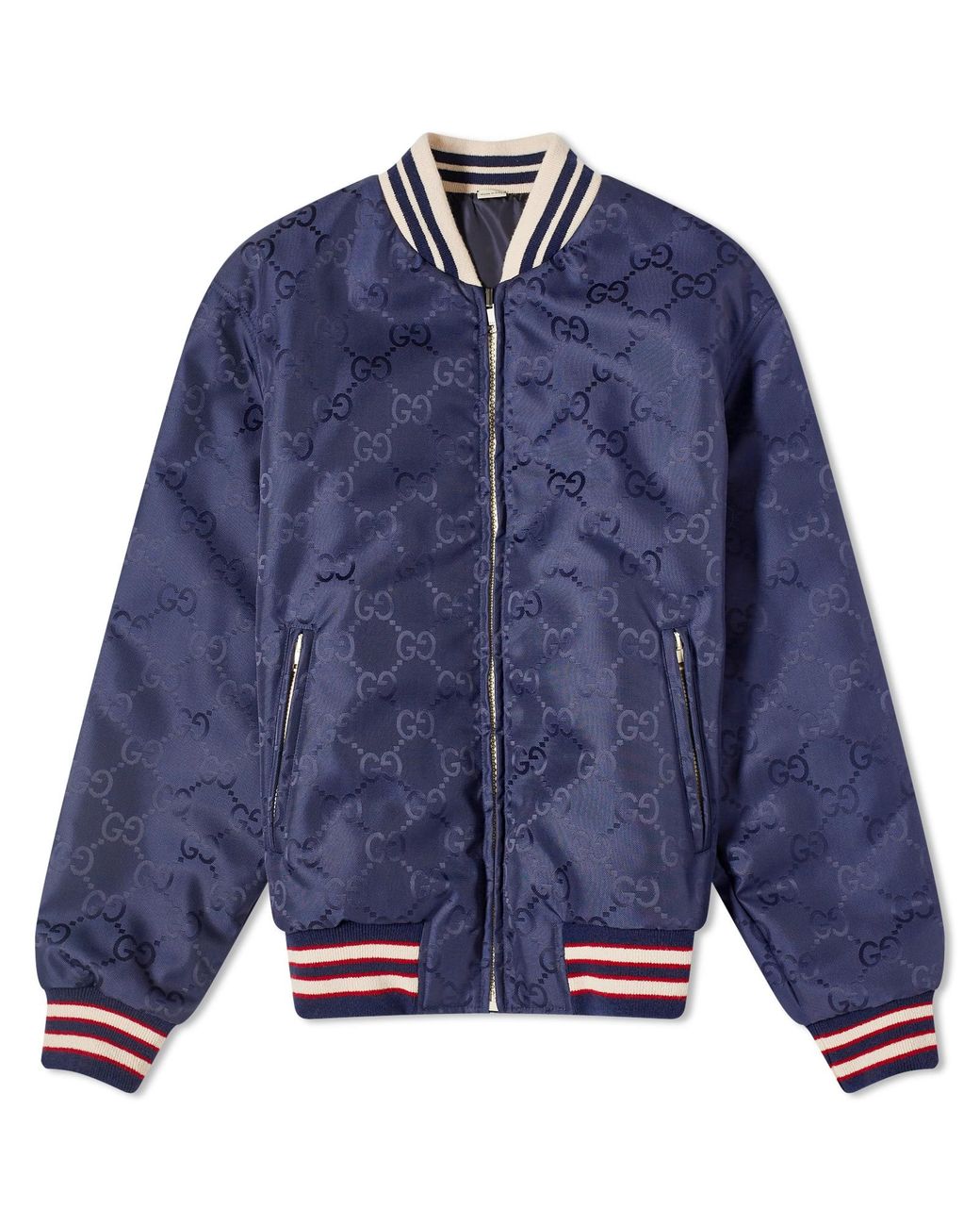 Gucci Interlocking Logo Bomber Jacket in Blue for Men | Lyst UK