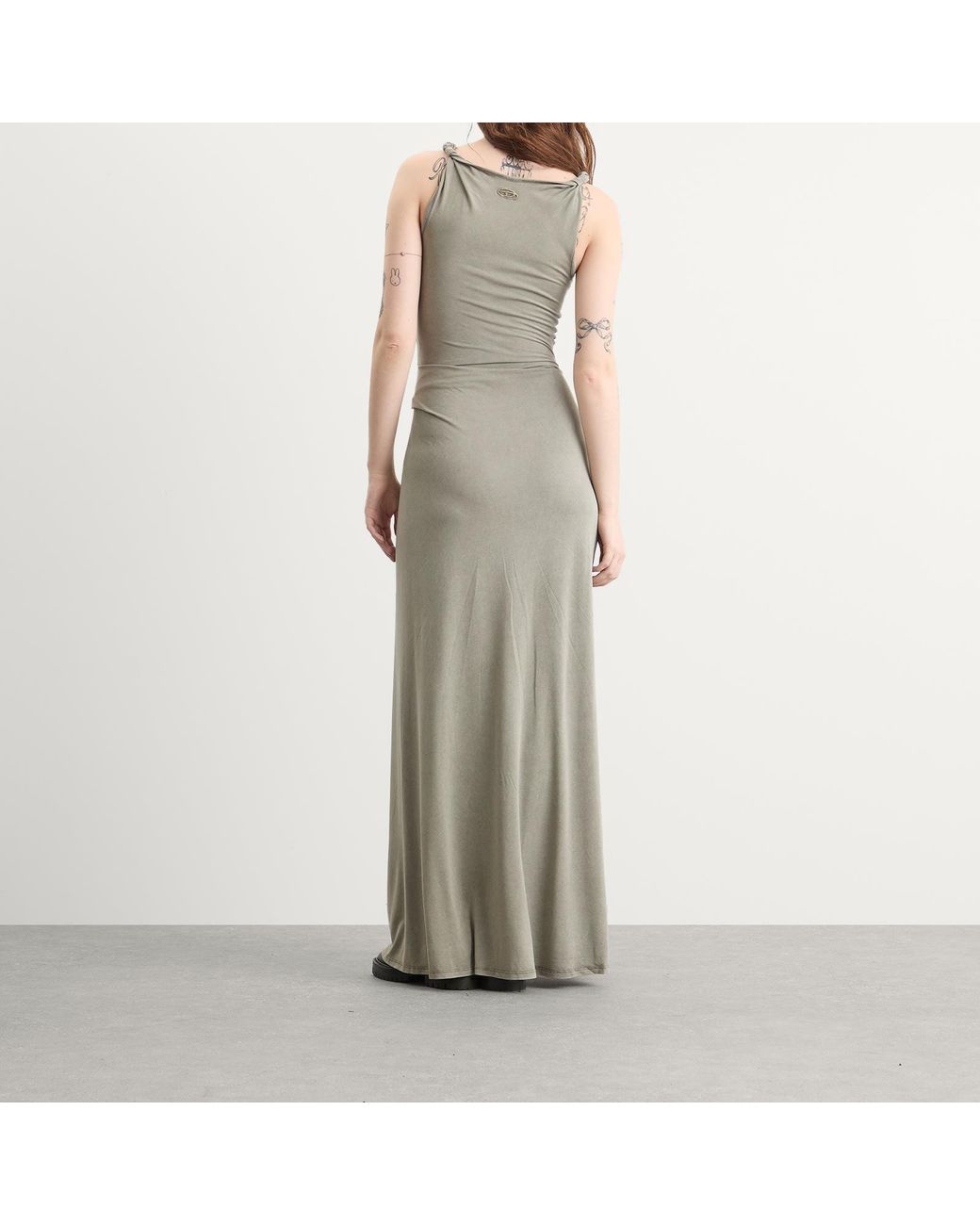 DIESEL D-Estiga Tie Waist Maxi Dress in Natural | Lyst