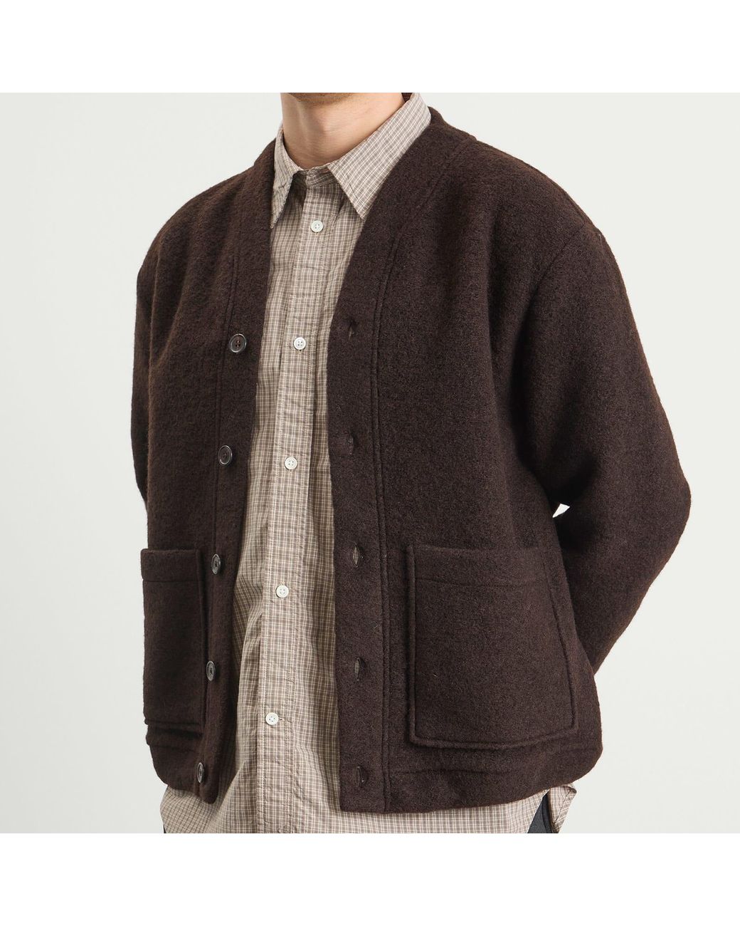 Universal Works Presented By End. Wool Fleece Adv Cardigan in Brown for ...