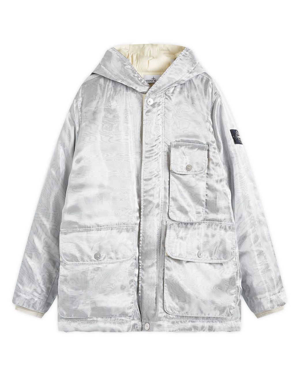 Stone Island Liquid Metal Down Jacket in Gray for Men | Lyst