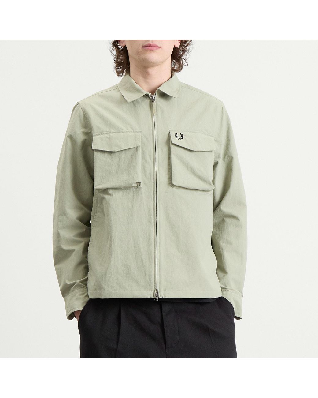 Fred Perry Ripstop Pocket Overshirt in Green for Men | Lyst