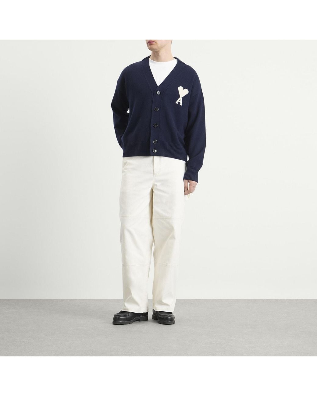 Ami Paris Cardigan With Contrasted Ami De Coeur in Blue for Men | Lyst