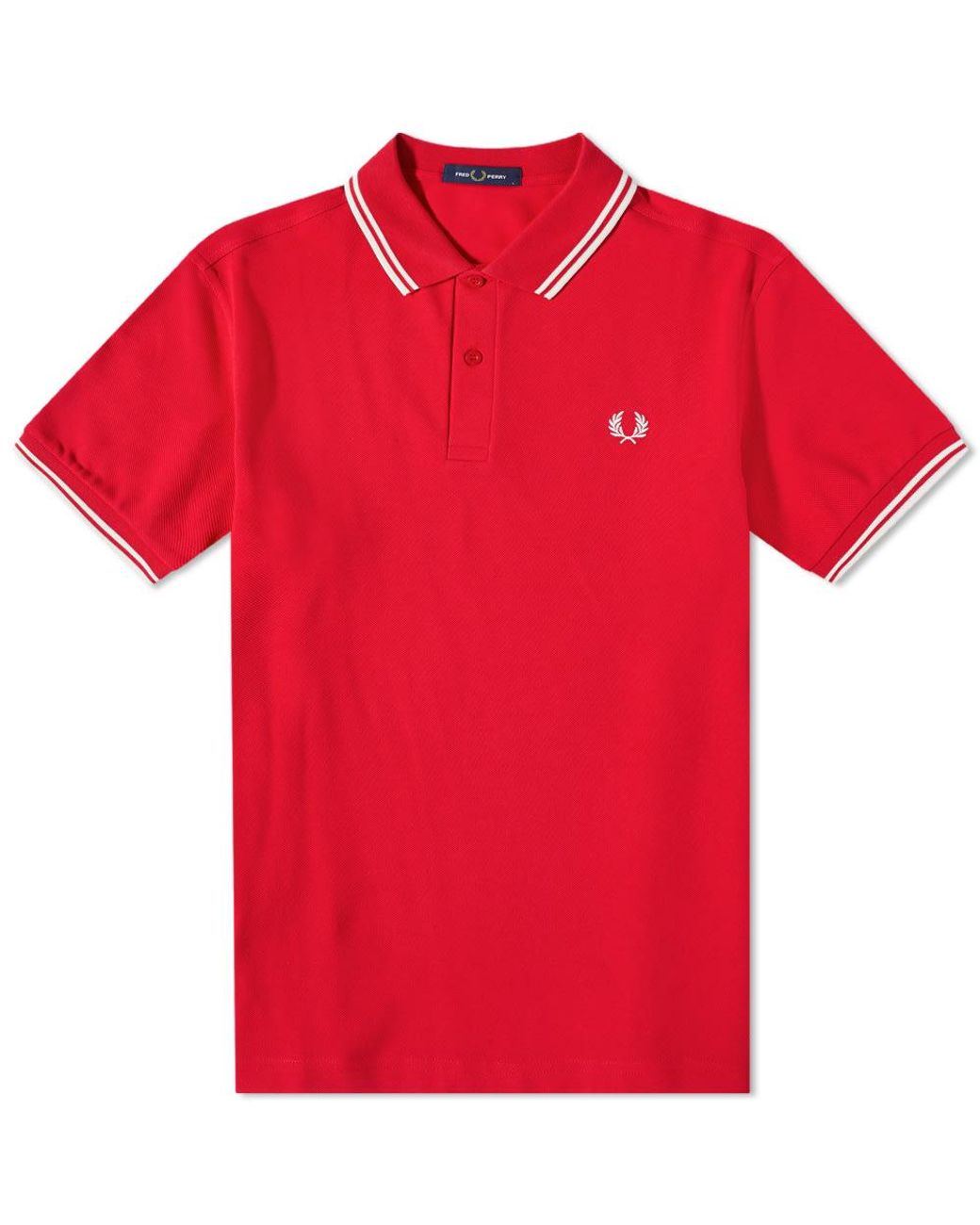 Fred Perry Slim Fit Twin Tipped Polo Jester Red / Snow White / Snow ...