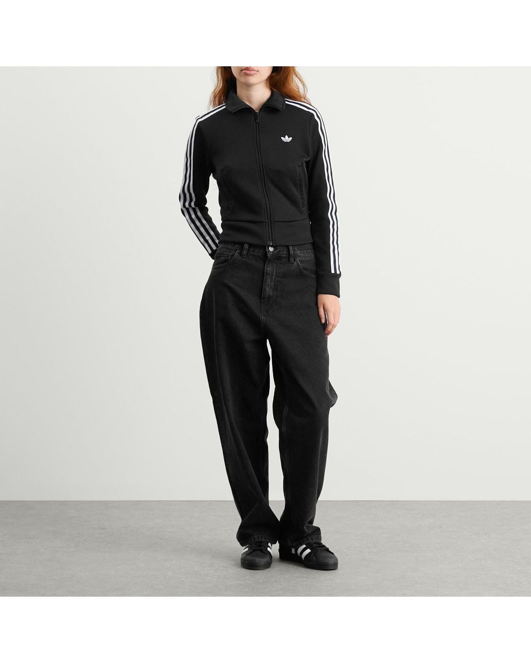 adidas Firebird Adicolor Knit Track Top in Black | Lyst UK